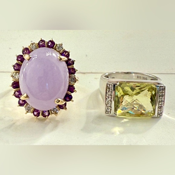 Jewelry | Blake Lively Inspired Ring Set 186ct Purple Jadeite Ylw ...
